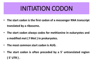 Initiation and termination codons , mutation and genetic code | PPTX