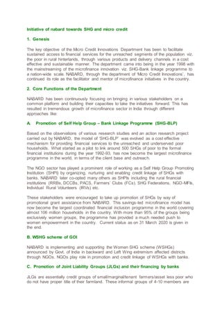 Initiative of nabard towards shg and micro credit | DOCX