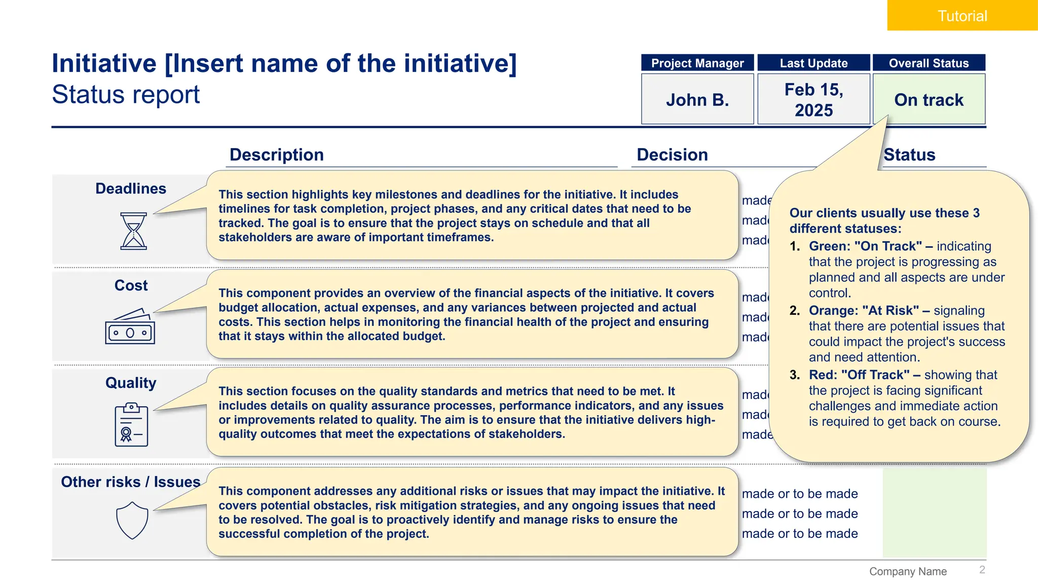Project Status Report - Powerpoint Template | PPTX