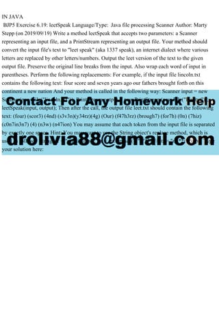 IN JAVA BJP5 Exercise 6.19 leetSpeak LanguageType Java file pr.pdf