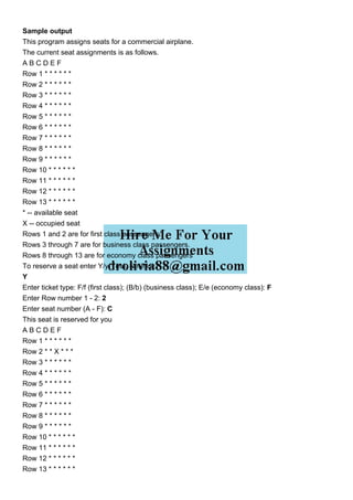 In Java Please Write a program AirplanSeatingAssignment.pdf