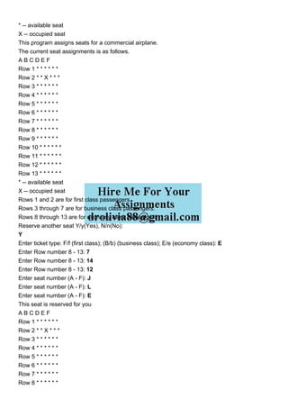 In Java Please Write a program AirplanSeatingAssignment.pdf