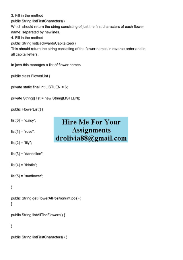 In java this manages a list of flower names public class Flo.pdf