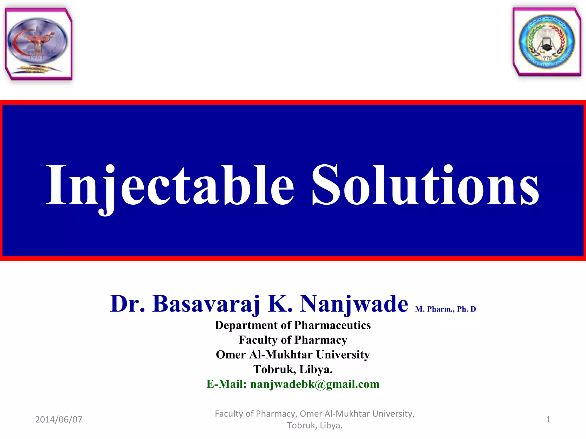 Injectable solutions | PPT