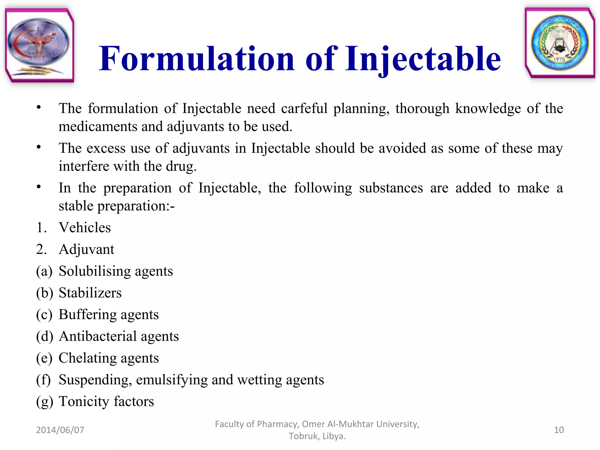 Injectable solutions | PPT