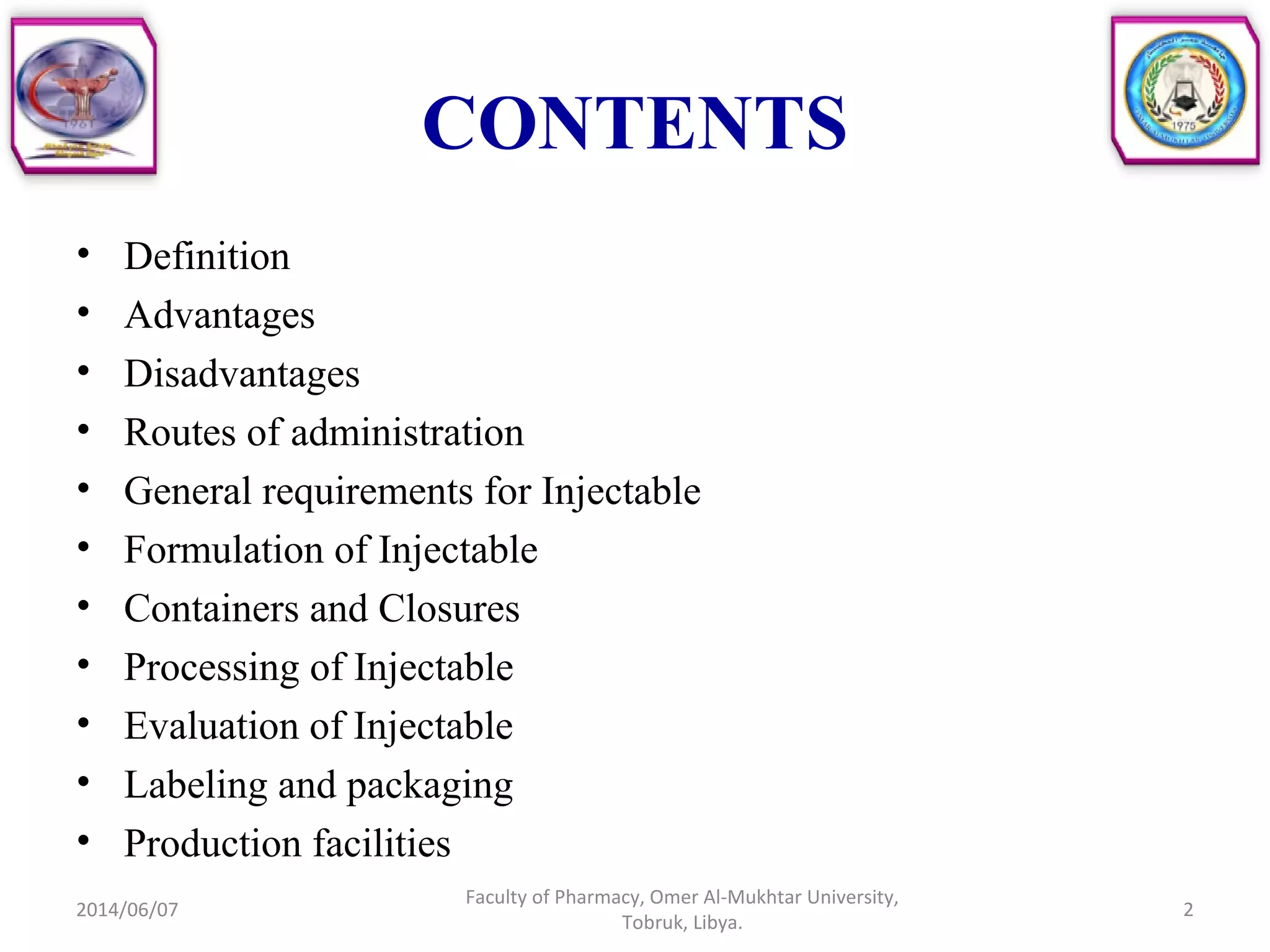 Injectable solutions | PPT