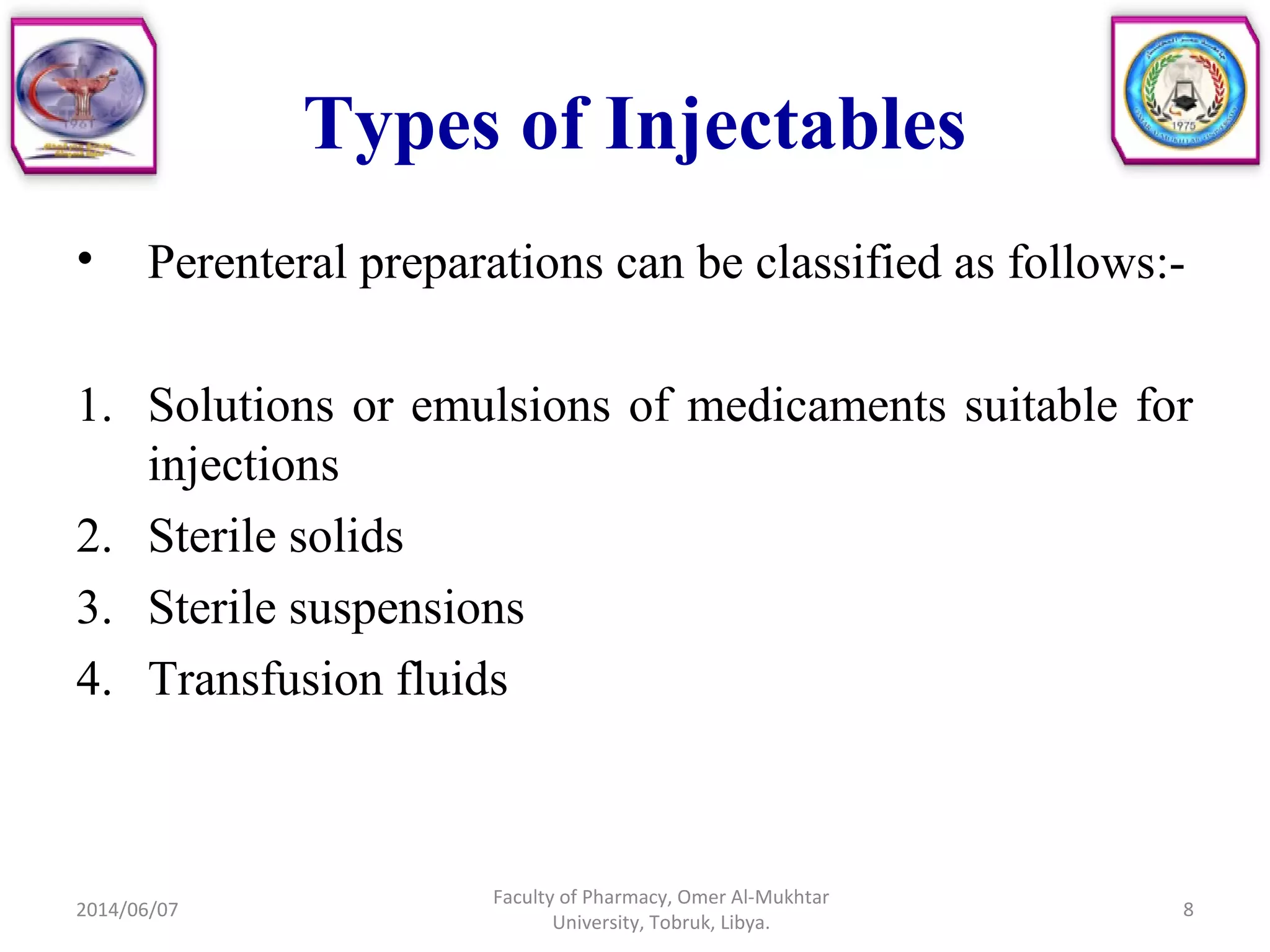 Injectable solutions | PPT