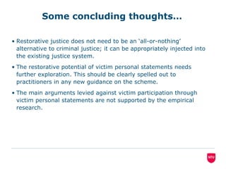 Using victim personal statements to inject restorative principles into criminal sentencing | PPT