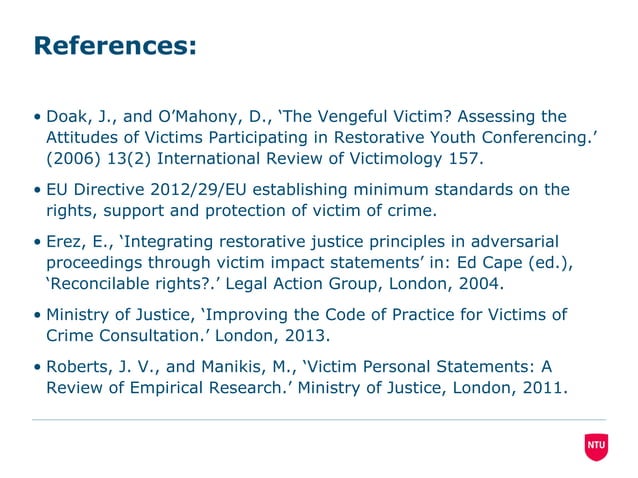 Using victim personal statements to inject restorative principles into ...