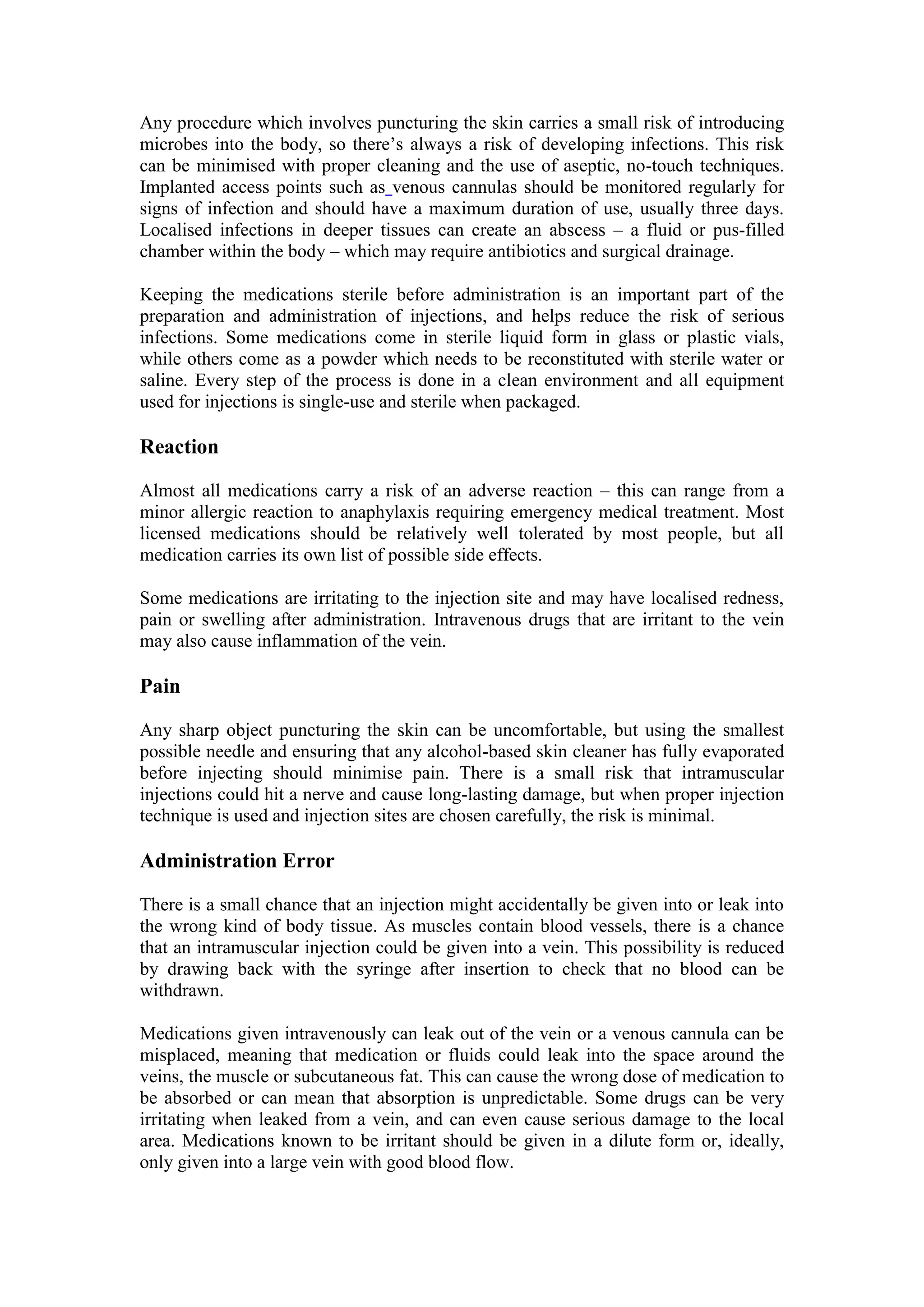 Injection 101 Docx First Aid Injuries