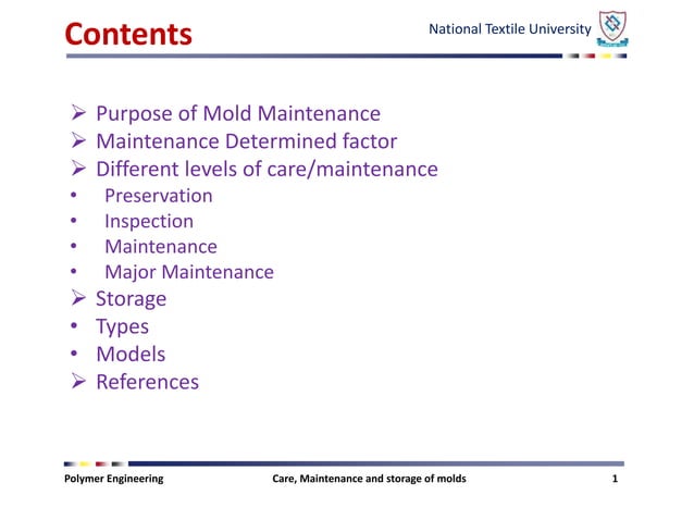 Care maintenance and storage of molds | PPTX