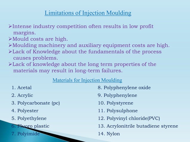 Injection moulding ppt | PPTX | Woodworking | Arts and Crafts