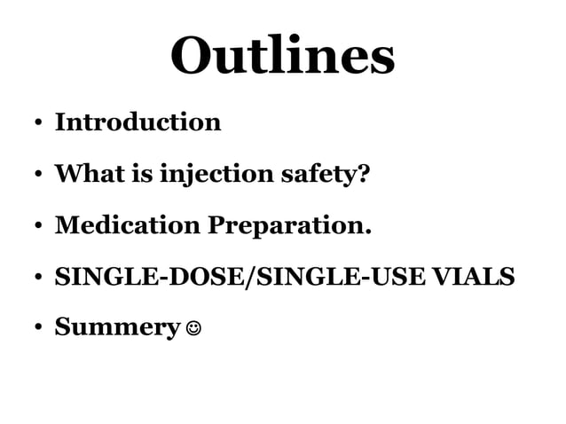 Injection safety According to CDC guideline | PPT | First Aid | Injuries