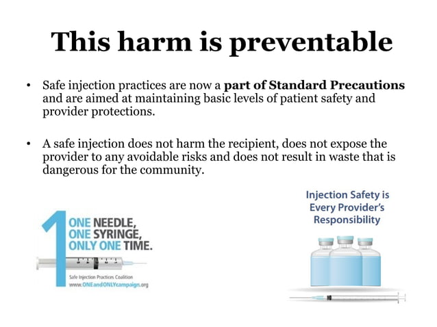 Injection safety According to CDC guideline | PPT | First Aid | Injuries