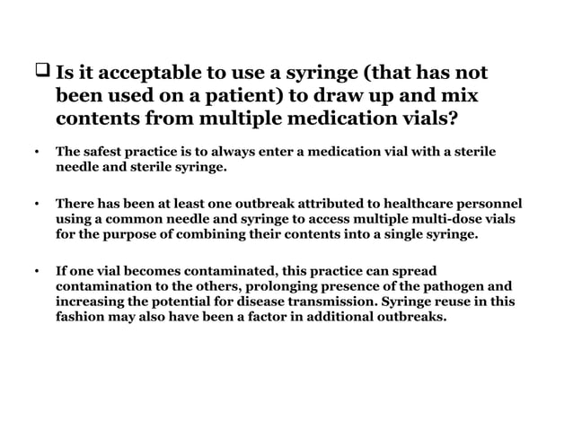 Injection safety According to CDC guideline | PPT | First Aid | Injuries