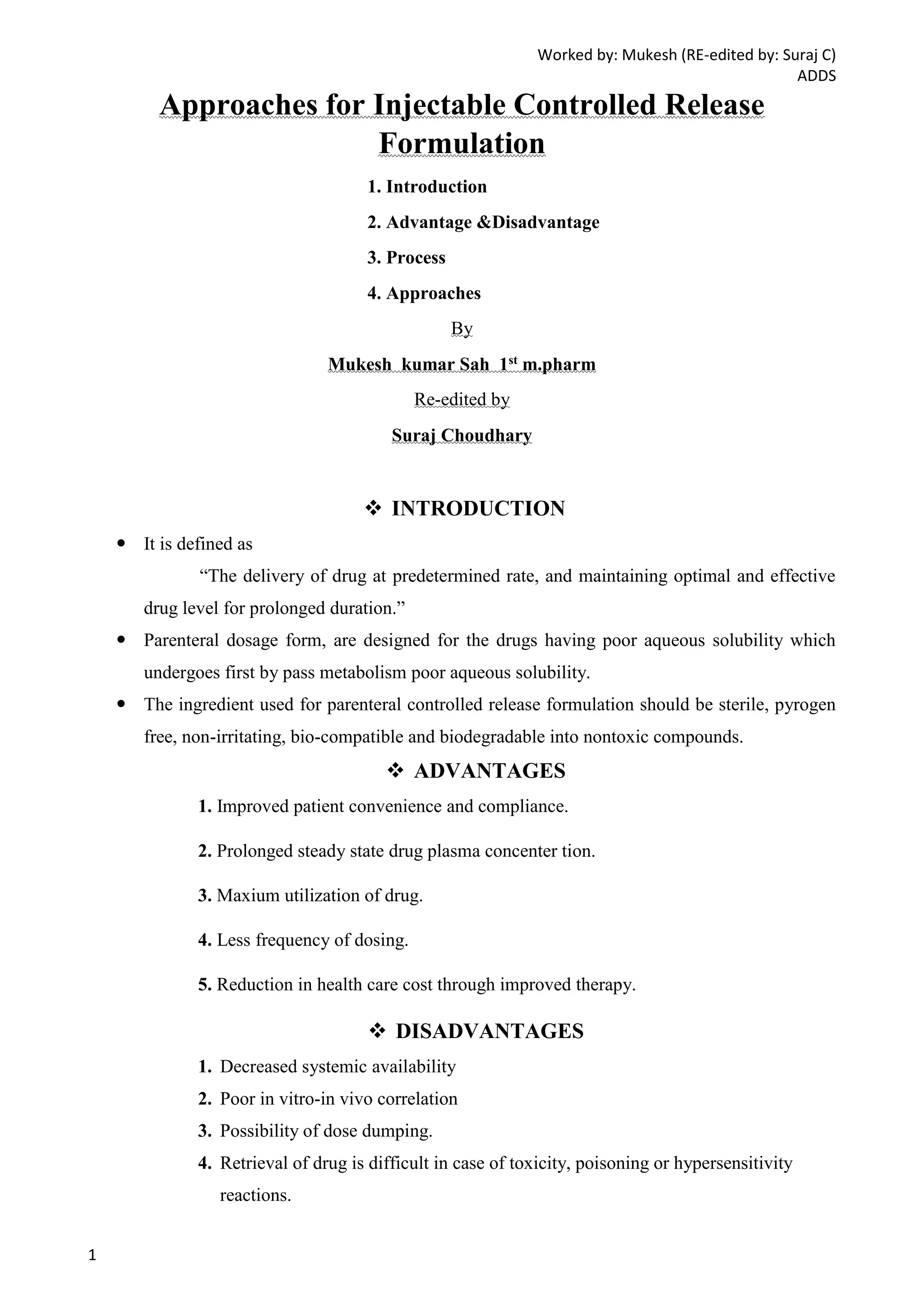 Injectable drug delivery systems | PDF