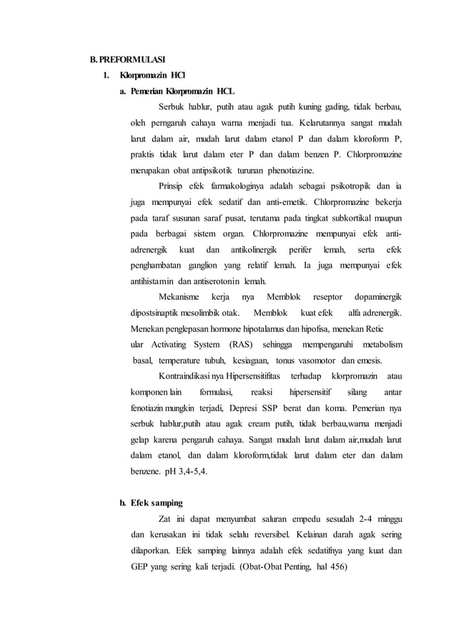 Laporan Teknologi Sediaan Steril : Pembuatan Injeksi klorpromazin HCL ...