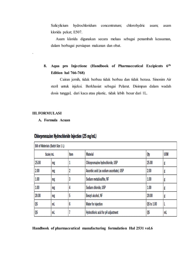 Laporan Teknologi Sediaan Steril : Pembuatan Injeksi klorpromazin HCL ...