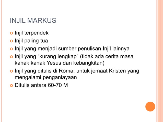 Injil markus selayang pandang | PPTX
