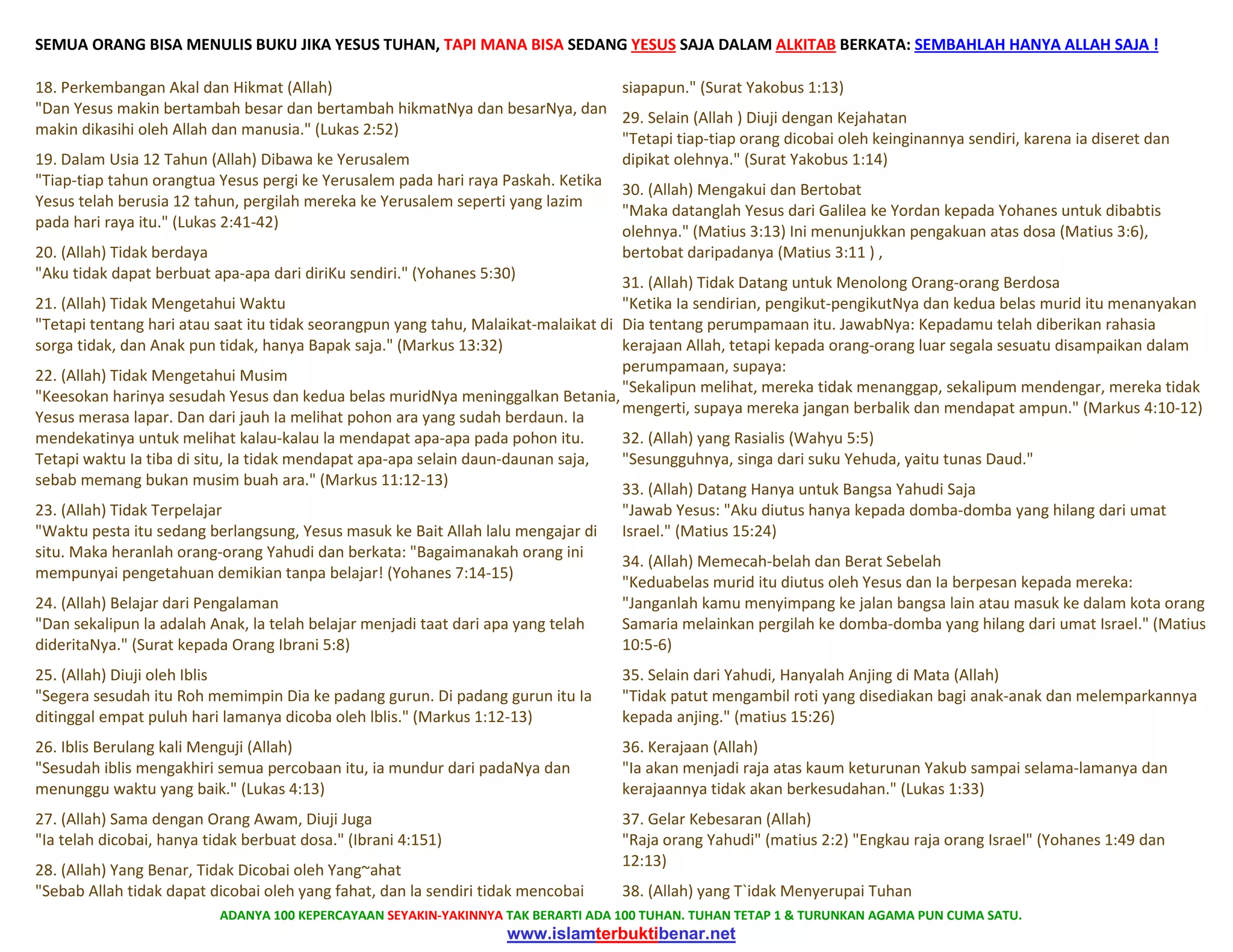 ! Injil membantah ketuhanan yesus ust.ahmad deedat | PDF