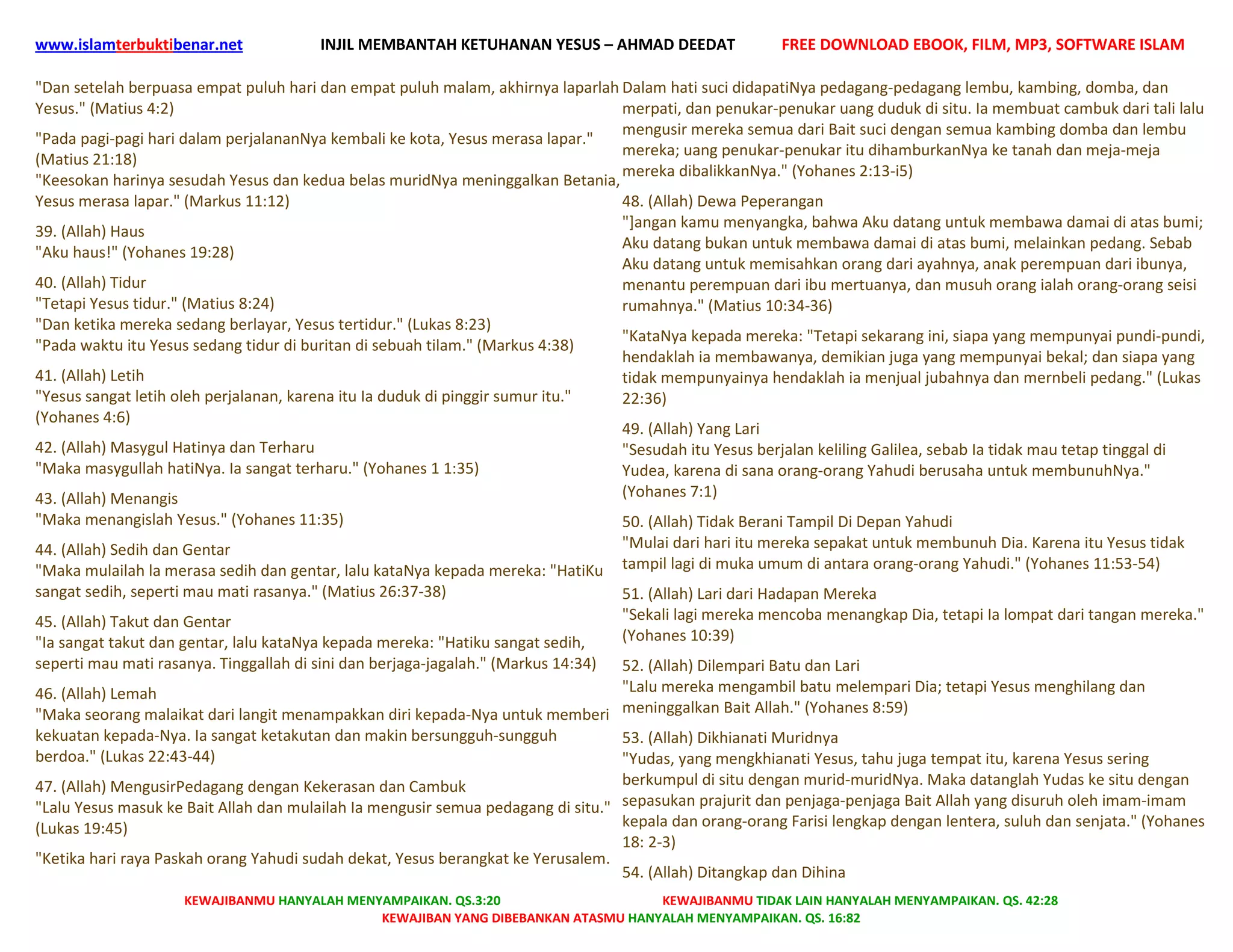 ! Injil membantah ketuhanan yesus ust.ahmad deedat | PDF