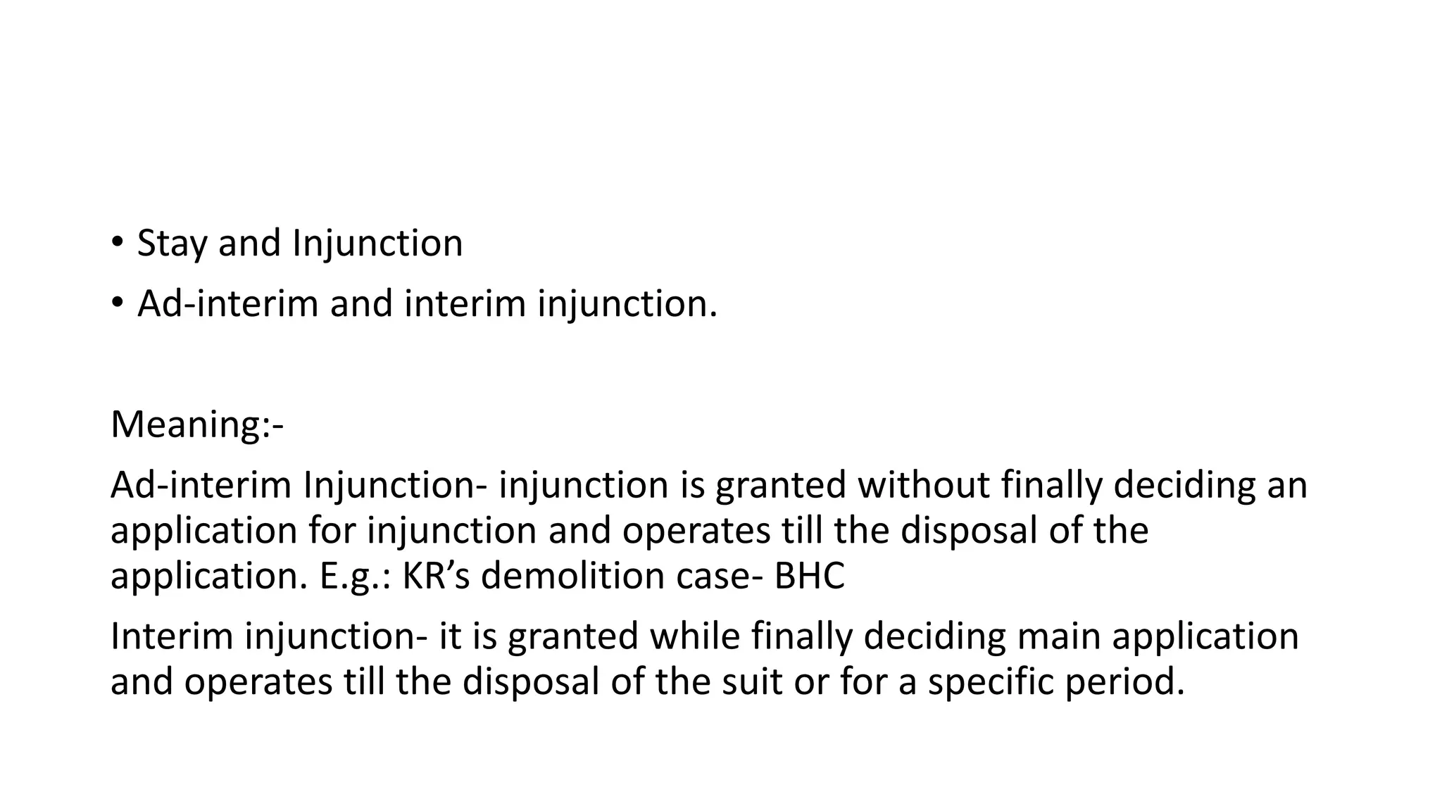 Injunction + interim order notes.Power point | PPTX