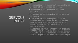 Injuries medicolegal aspect | PPTX