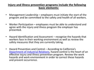 Injury and Illness Prevention for Workers | PPTX