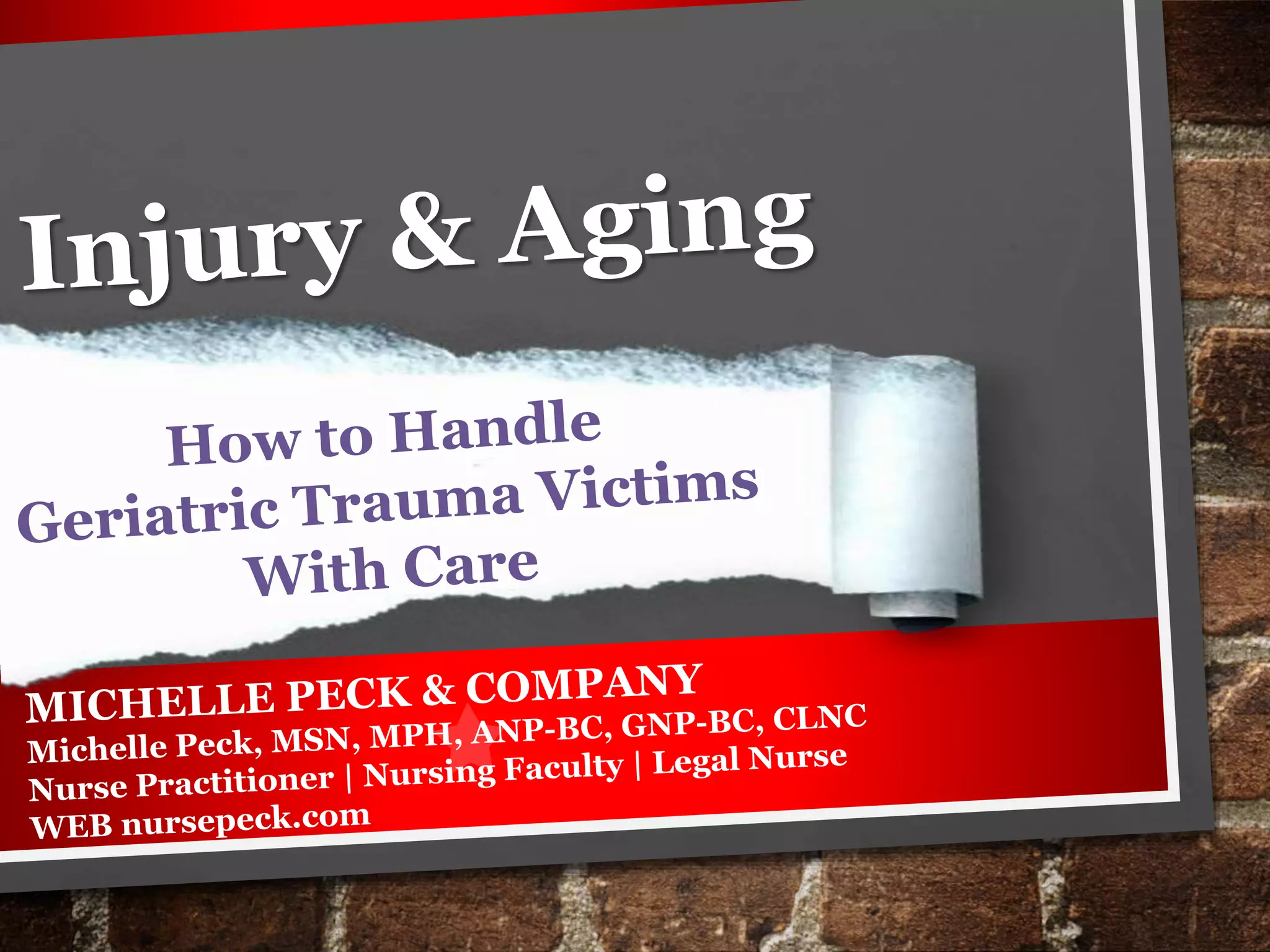 Geriatric Population. Injury in Aging (Geriatrics) : How to Handle ...
