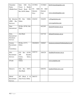 Recruitment agencies list Dubai | PDF