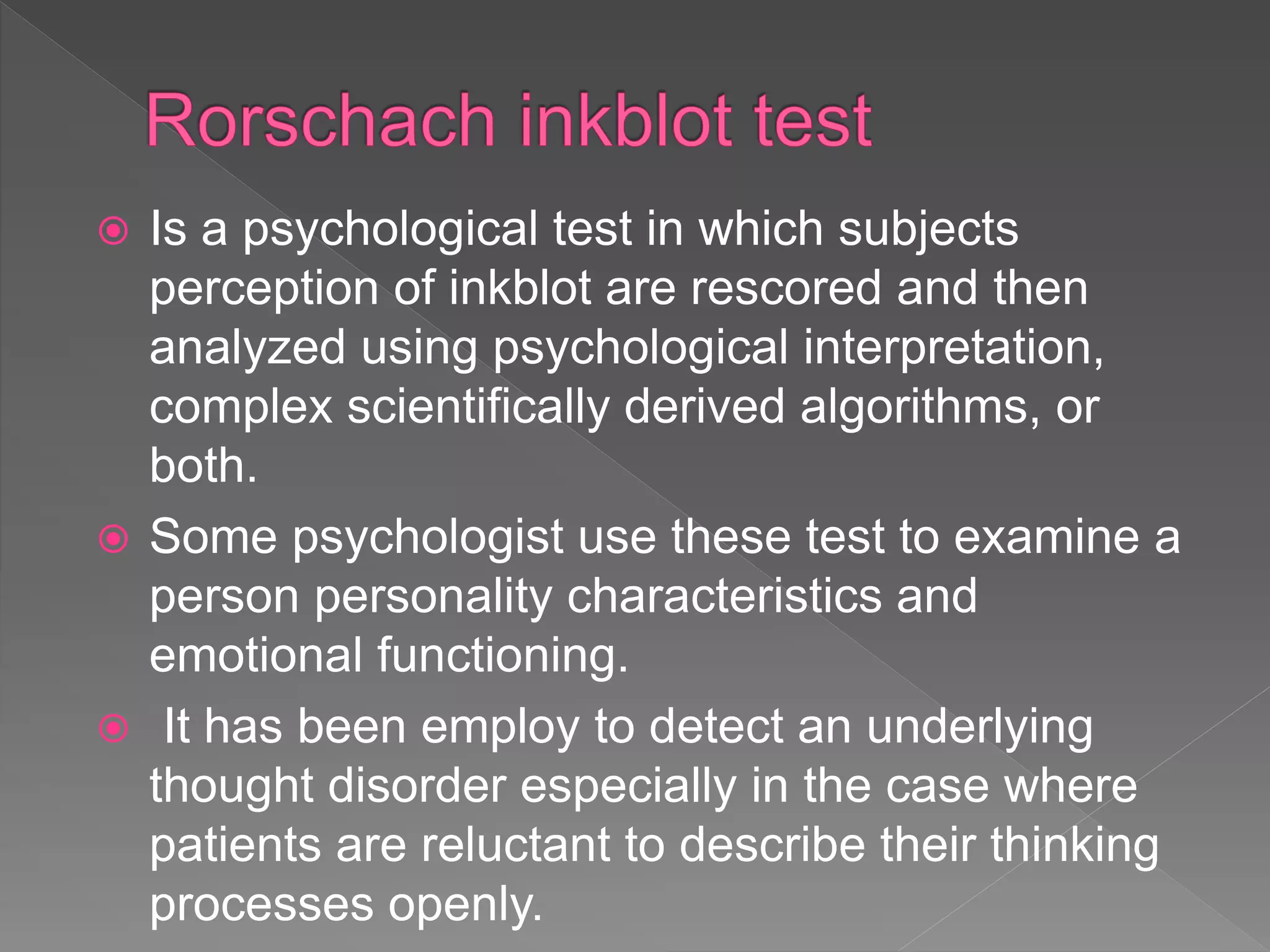 Inkblot test (rorschach inkblot) | PPTX