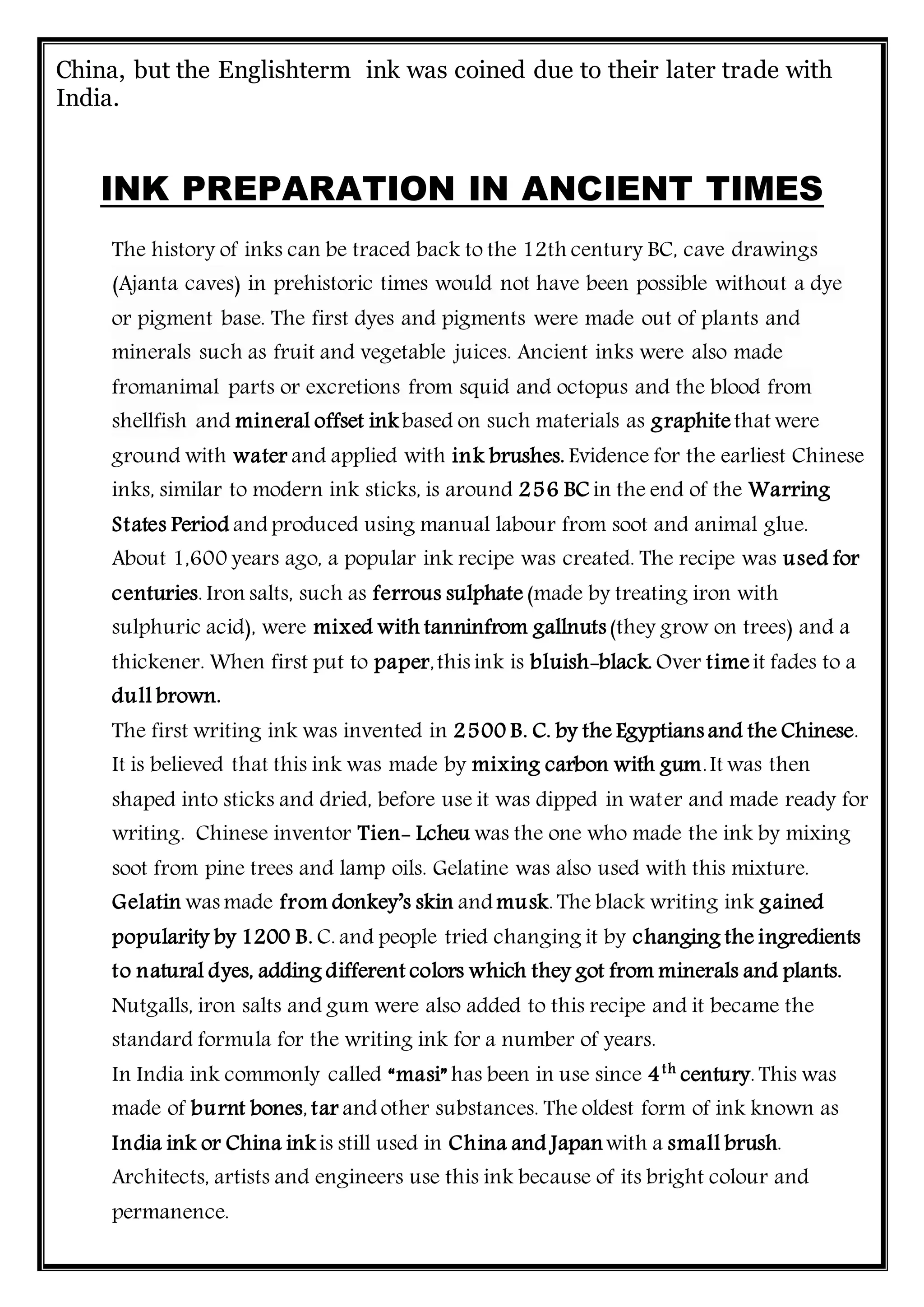 Ink Preparation by Rajalakshmi | DOCX