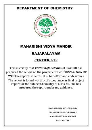 Ink Preparation by Rajalakshmi | DOCX