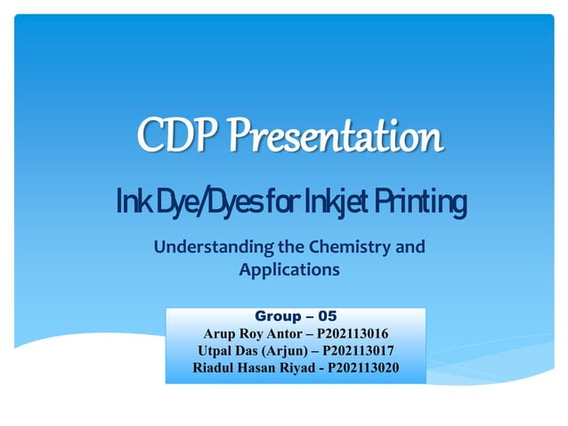 Inkjet Dyes: The Chemistry Behind Colorful Textiles | PPT
