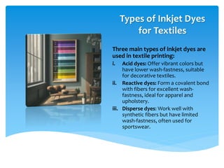 Inkjet Dyes: The Chemistry Behind Colorful Textiles | PPT