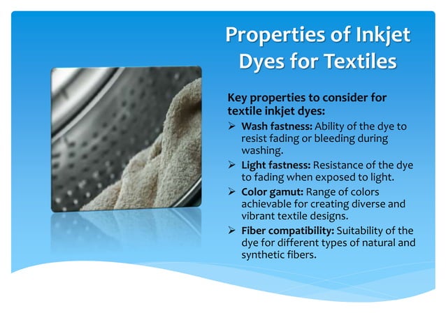 Inkjet Dyes: The Chemistry Behind Colorful Textiles | PPT