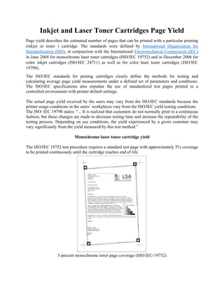 Inkjet cartridges and laser toner cartridges page yield explained | PDF
