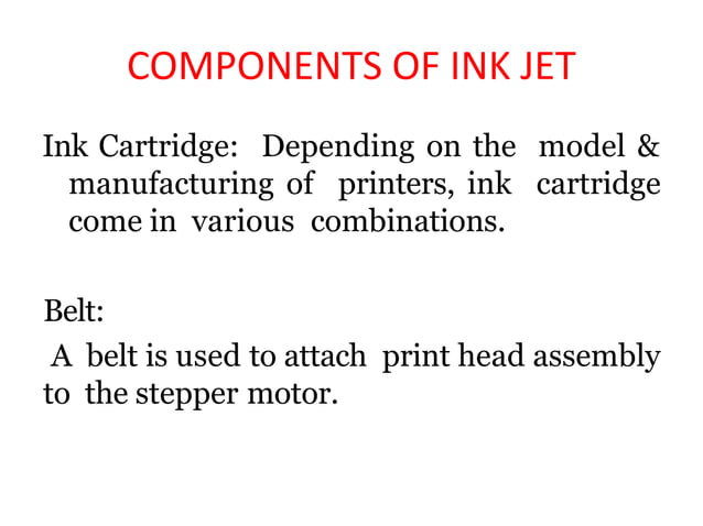 Ink jet printer | PPTX | Computer Peripherals | Computing