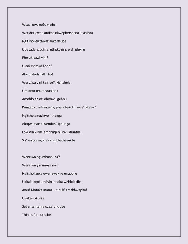 NDEBELE POEMS - Inkondlo zikasibeko | PDF
