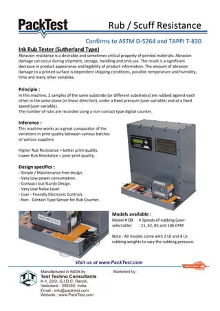 Ink rub tester 2018 | PDF