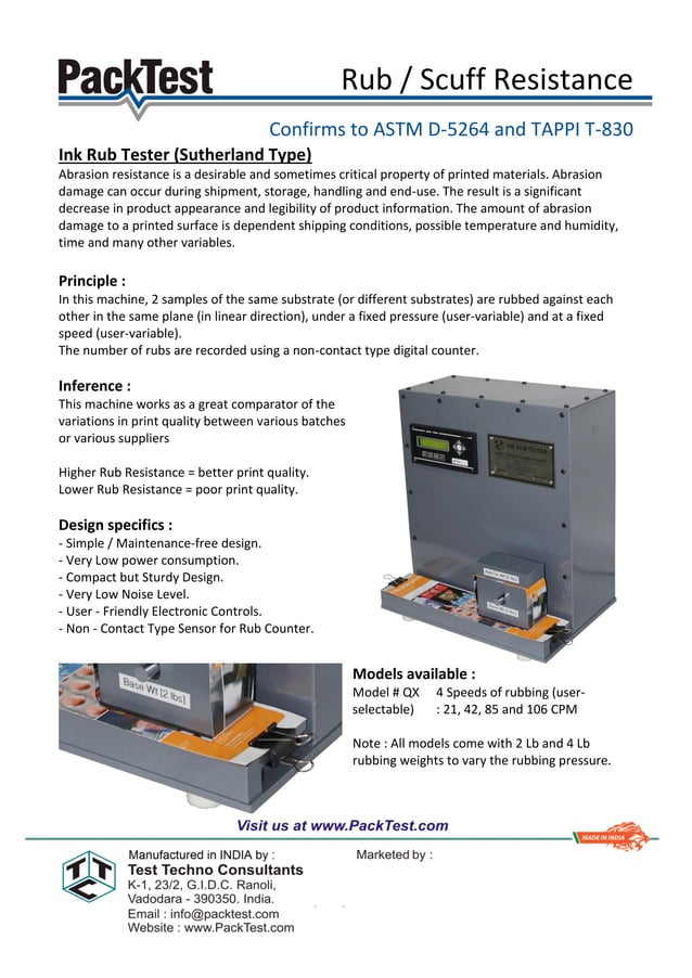 Ink rub tester 2018 | PDF