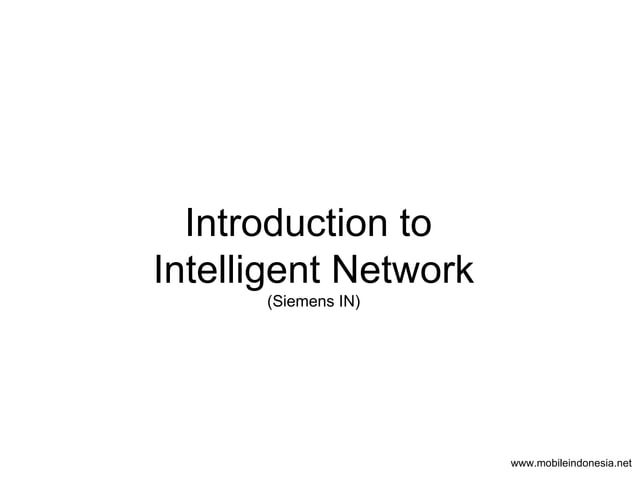 Introduction to Intelligent Network | PPS