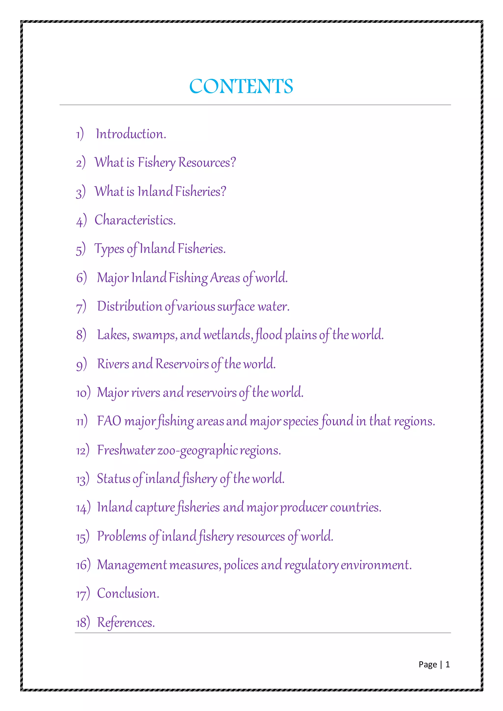 Inland fishery resources of world | DOCX