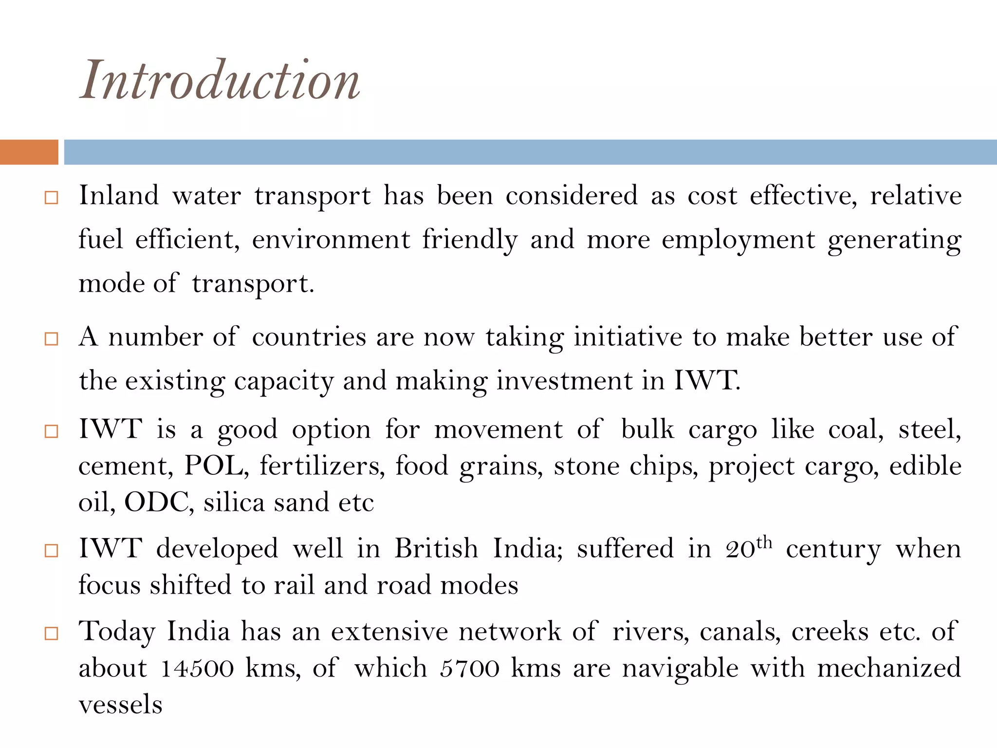 Inland water transport is the future logistics dimension | PPTX