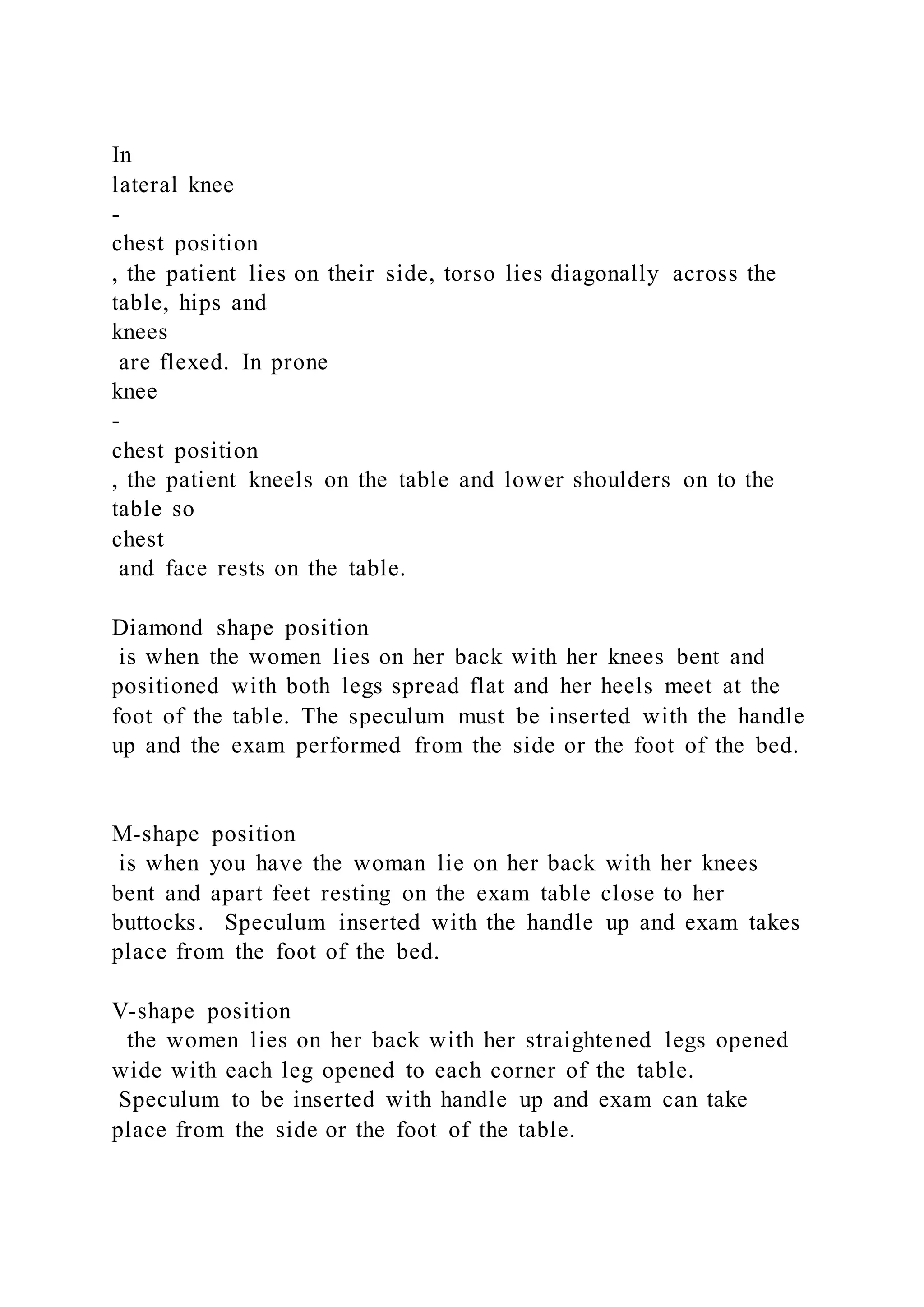 Knee Chest Position Examination
