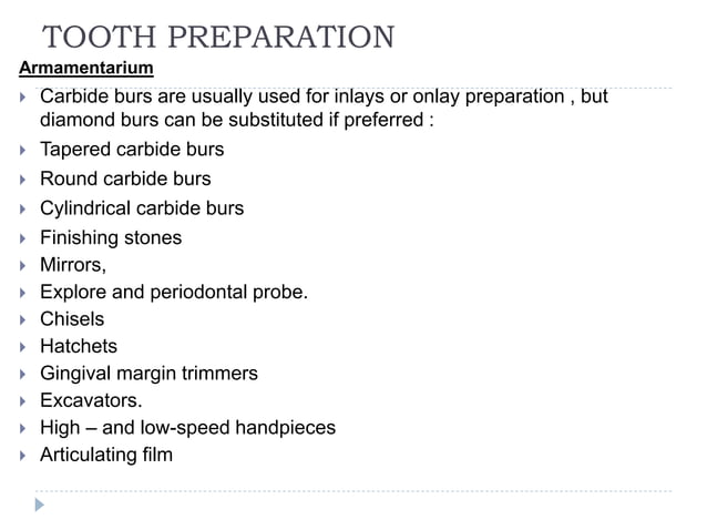 inlays and onlays.ppt | Dental Health | Diseases and Conditions