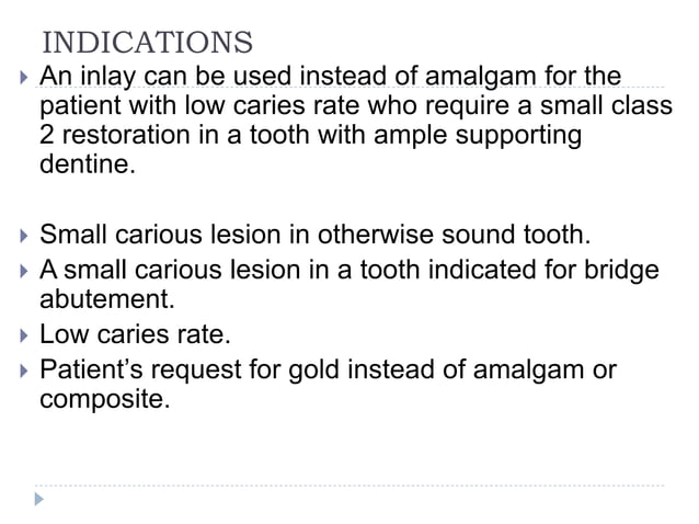 inlays and onlays.ppt | Dental Health | Diseases and Conditions