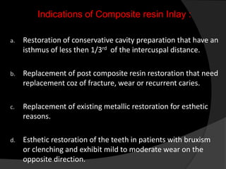 inlays and onlays, classification of inlays and onlays | PPTX