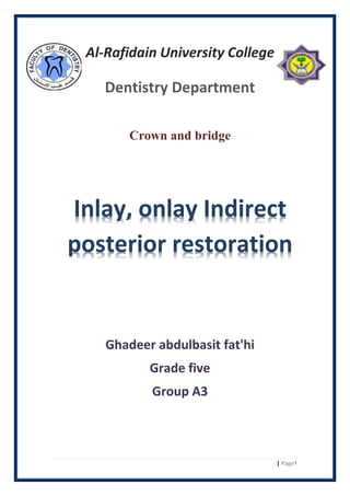 Inlays & onlays (crown and bridge ) | PDF