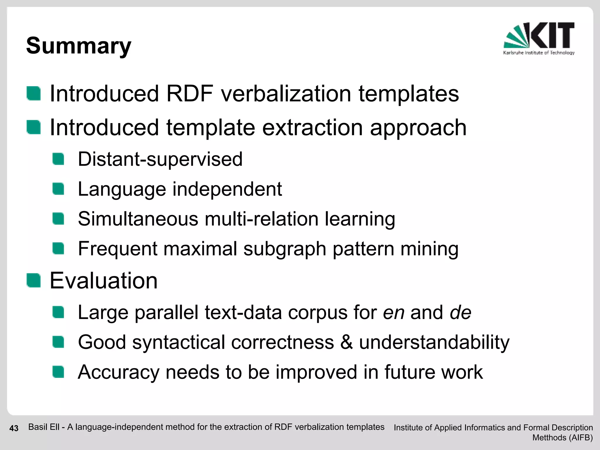 A language-independent method for the extraction of RDF verbalization ...